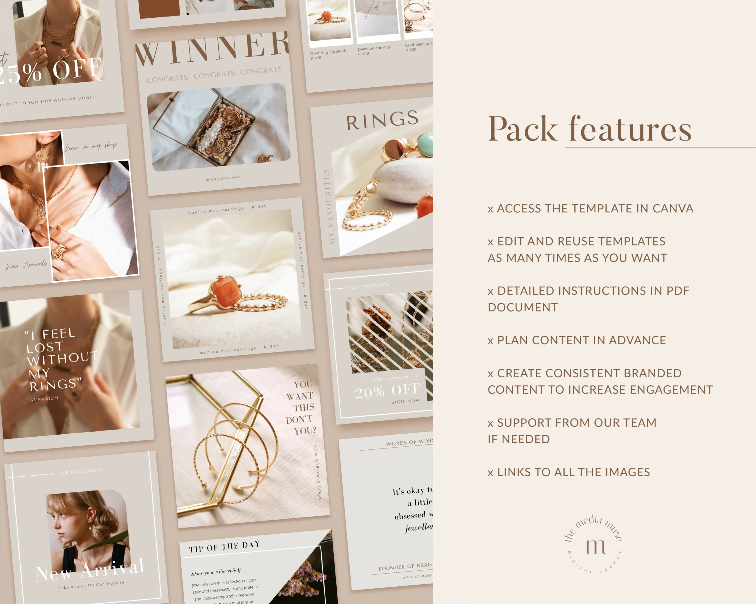 53 Jewellery Instagram post templates - Media Muse